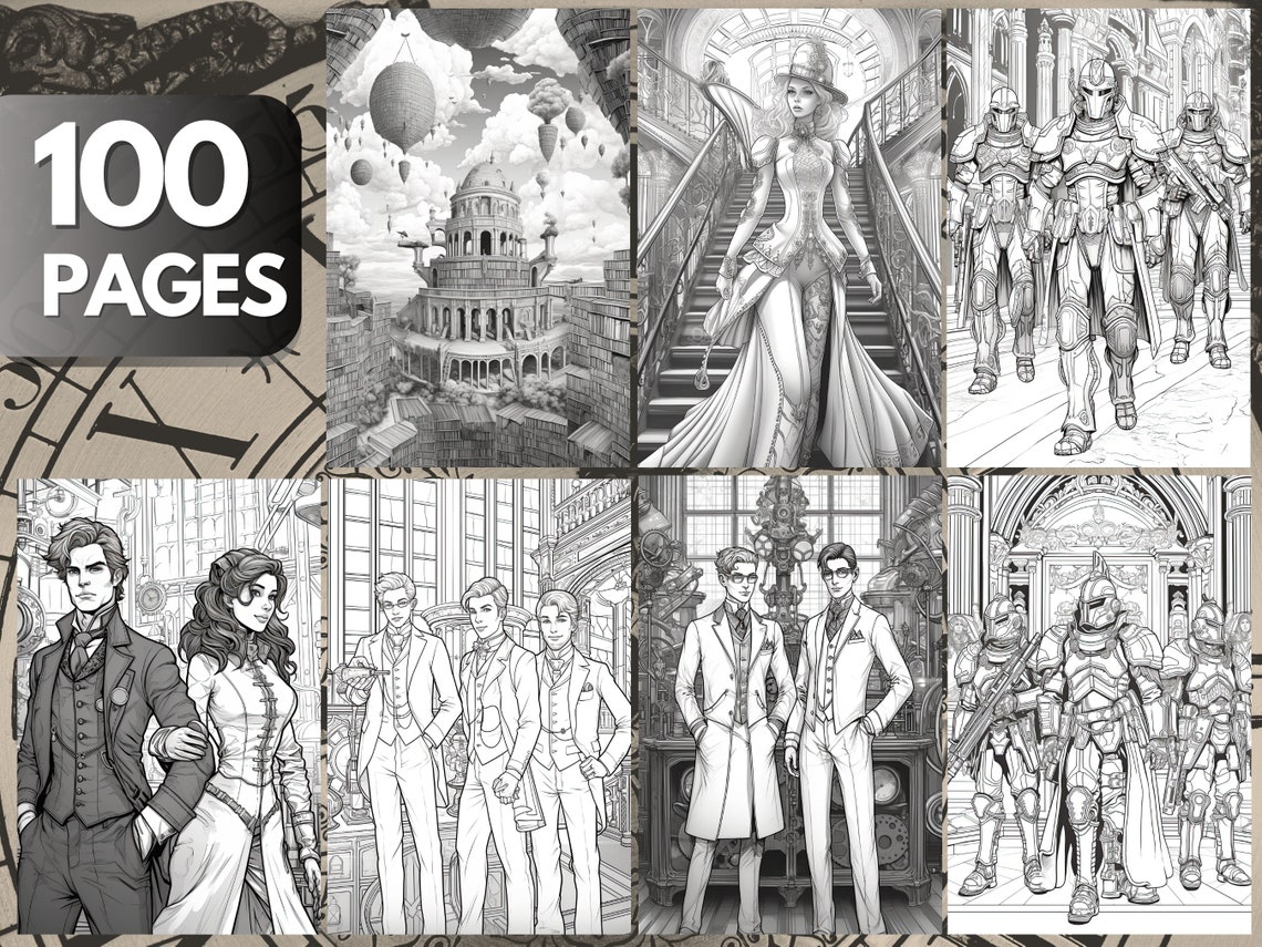 Clockwork City Coloring Book, 100 Pages, Clockwork City Coloring Pages ...