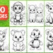 Adorable Animals Coloring Book, 100 Pages, Cute Animals Coloring Pages ...