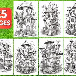 Fairy Houses Coloring Book, 150 Pages, Fairy Houses Coloring Pages, AI ...