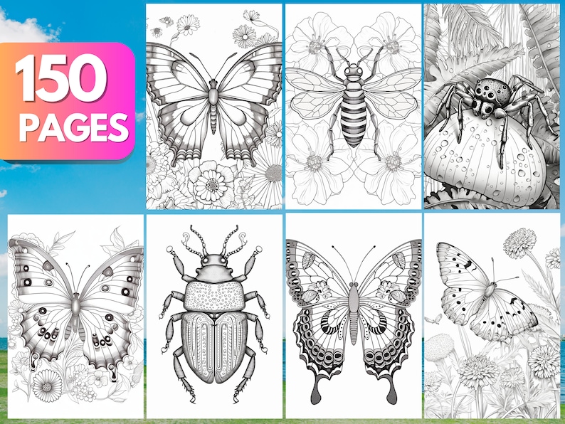 Beautiful Bugs Coloring Book 150 Pages Bugs Coloring Pages - Etsy
