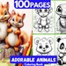 Adorable Animals Coloring Book, 100 Pages, Cute Animals Coloring Pages ...