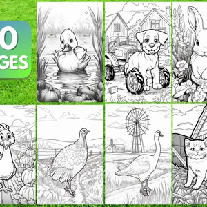 Cute Farm Animals Coloring Book, 150 Pages, Farm Friends Coloring Pages ...