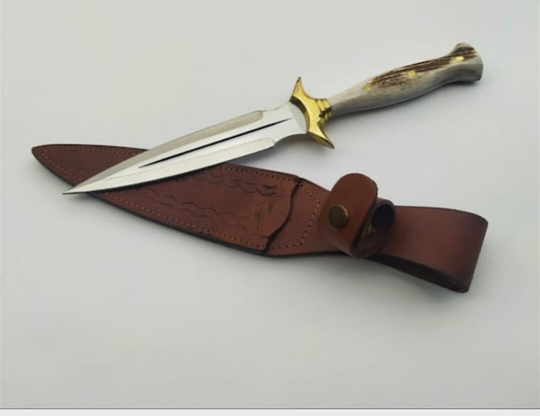 Deer Antler Dagger Knife , Handmade Fairbairn Sykes Knife With Case ...