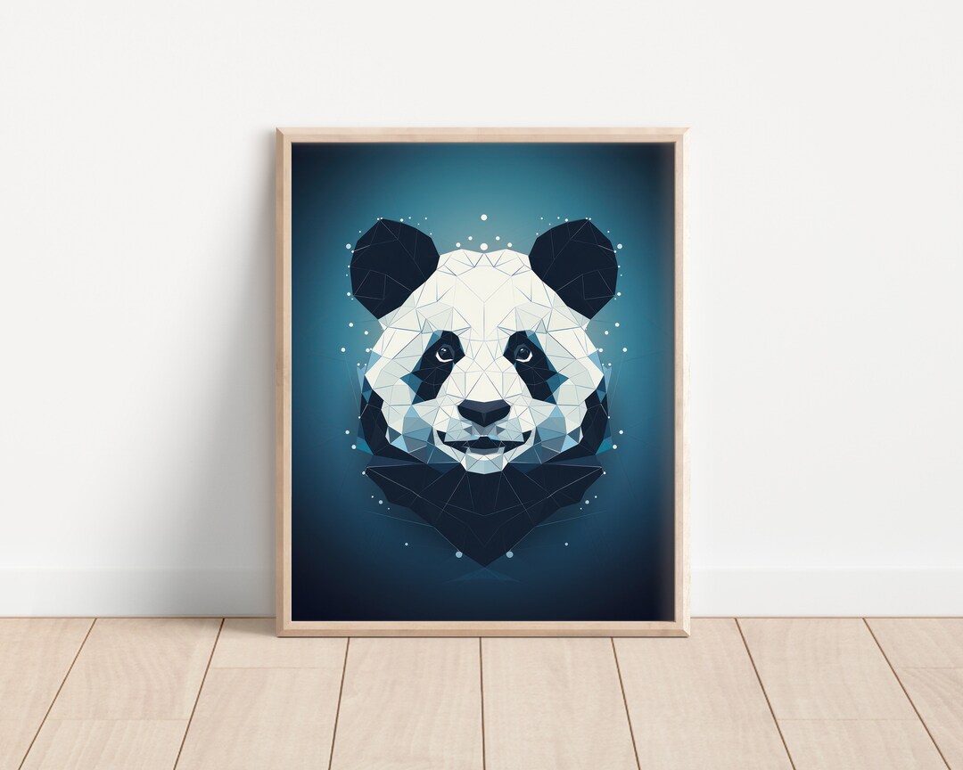 Digital Wall Art Panda Poster Animal Wall Art Polygon - Etsy