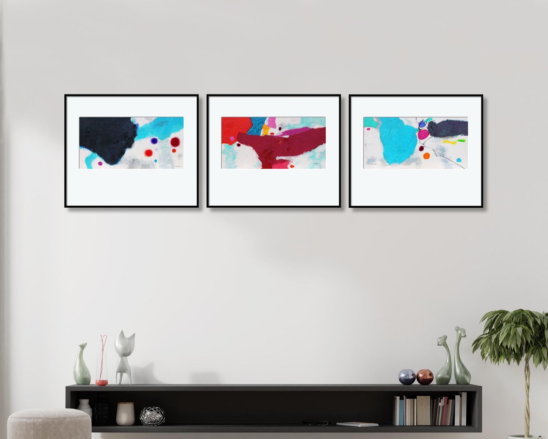 Colorful Pallet Knife Textured Wall Art Print, 3 Art Print Abstracts of ...