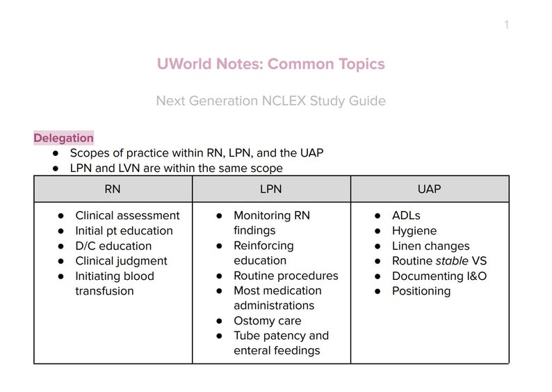 Next Gen NCLEX-RN: Notes -- 50+ Pages of Personal Uworld Notes! - Etsy