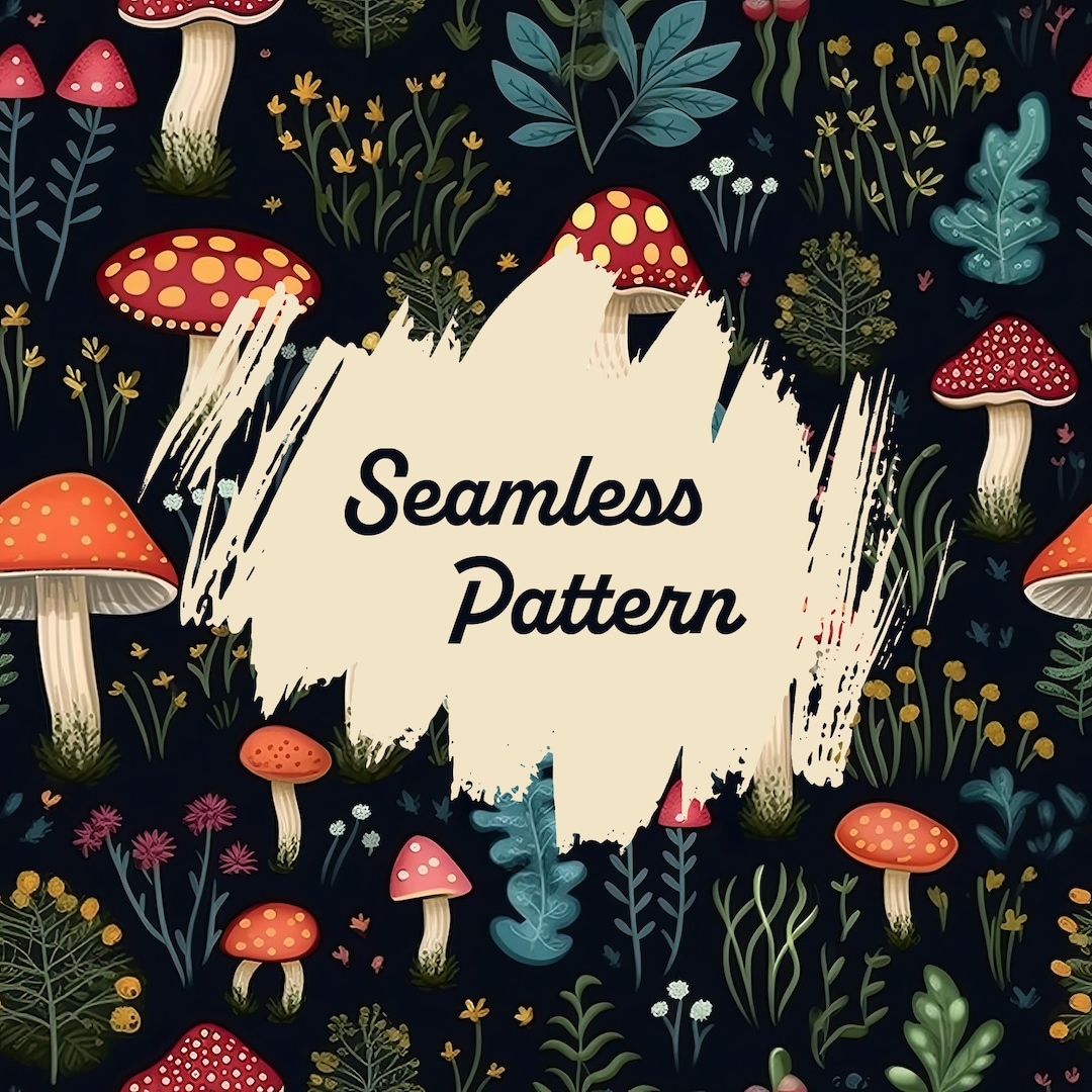 Enchanted Forest Mushroom Pattern - Seamless Digital Design - Mystical ...