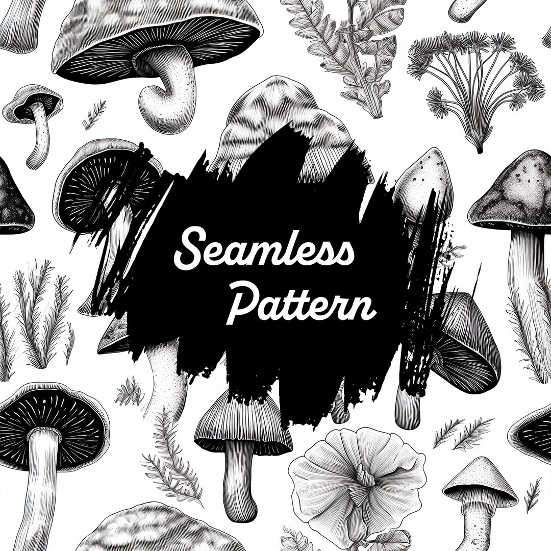 Tile Stencil Mushroom Pattern - Seamless Texture for Crafting ...