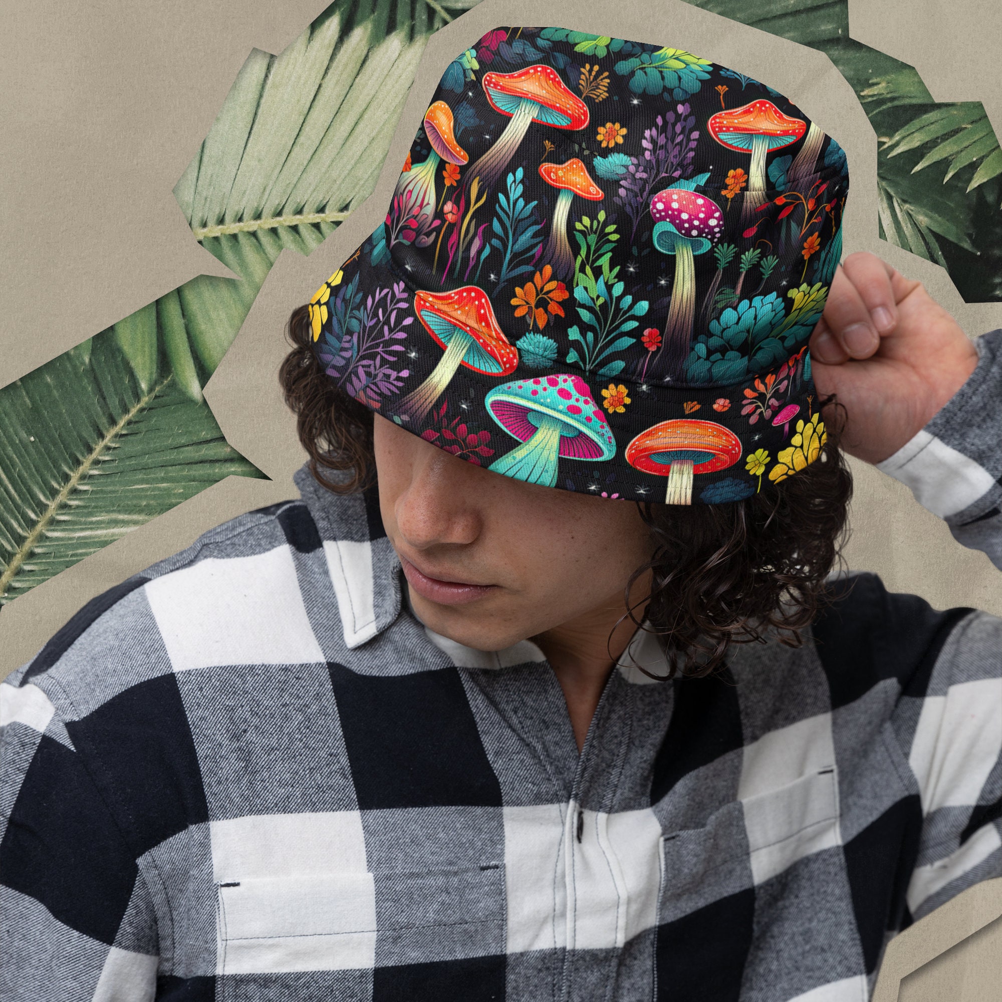 Dark Cottagecore Seamless Texture Neon Pattern, Vibrant Cartoon ...