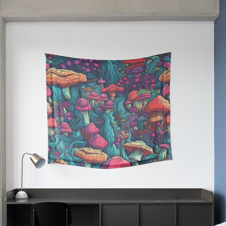 Trippy Tapestry - Hippie Room Decor, Hippie Tapestry, Mushroom Wall Art ...