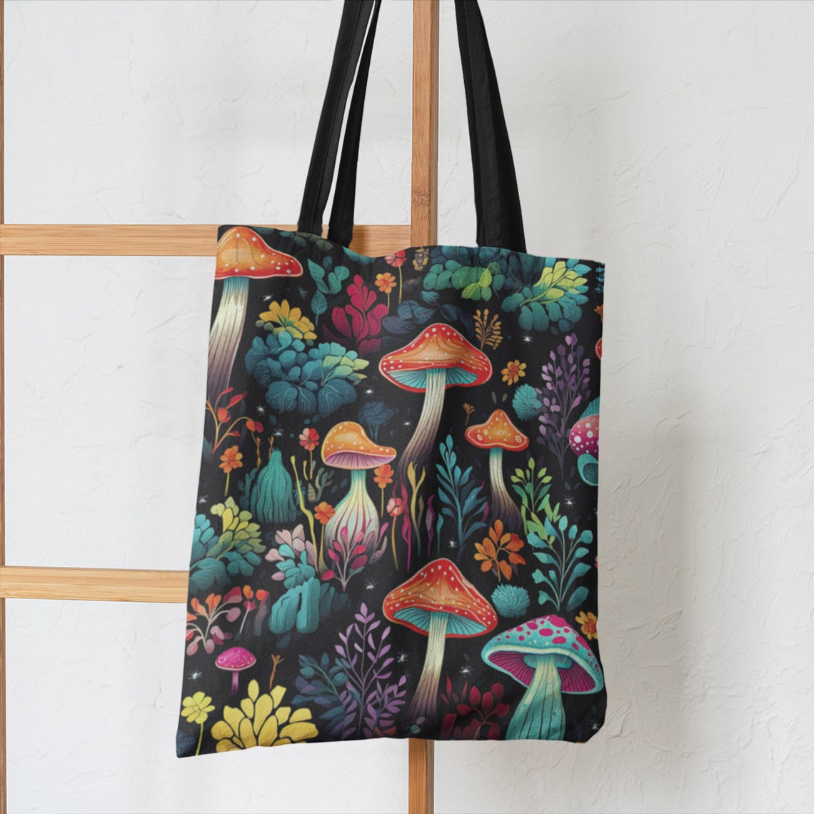 Dark Cottagecore Seamless Texture Neon Pattern, Vibrant Cartoon ...