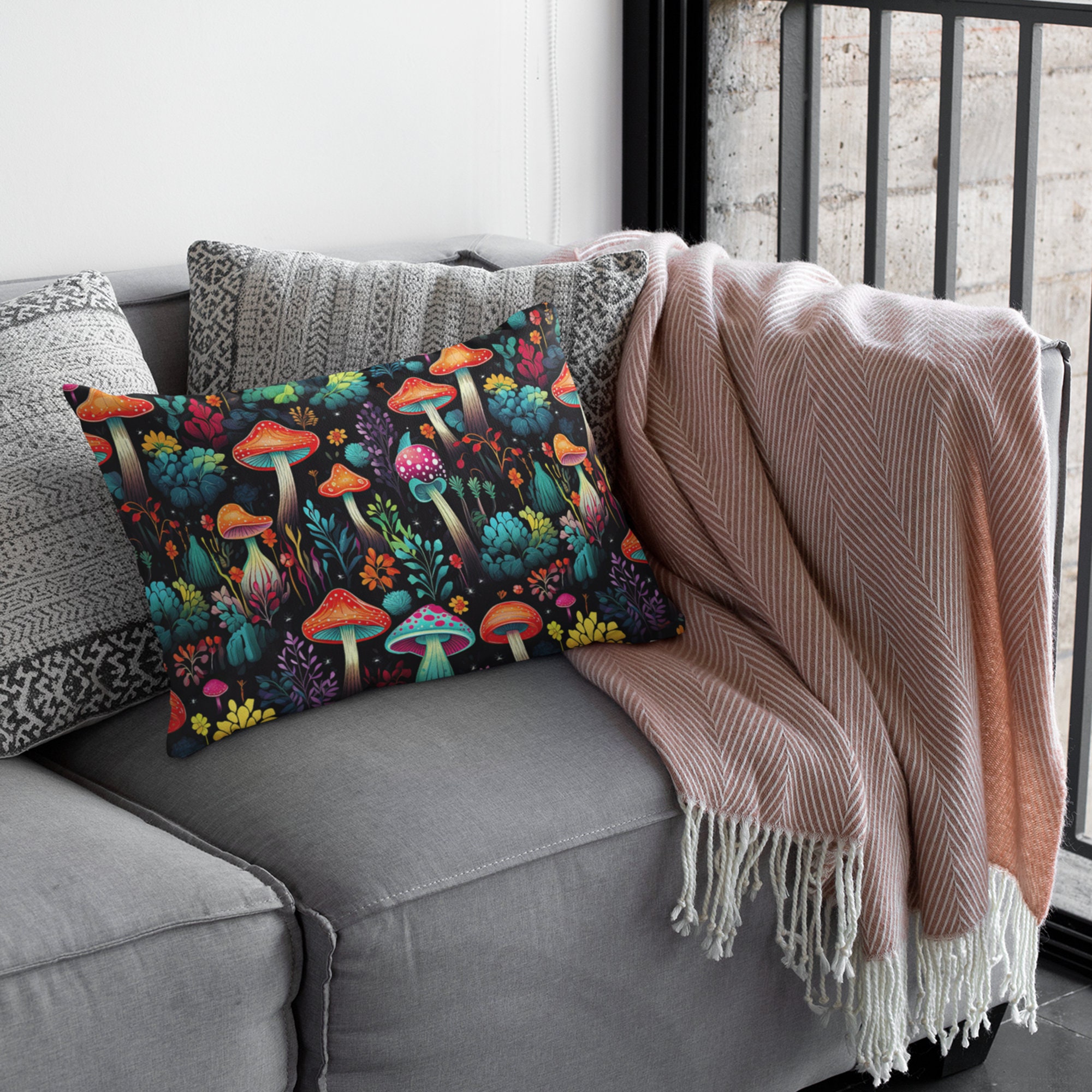 Dark Cottagecore Seamless Texture Neon Pattern, Vibrant Cartoon ...