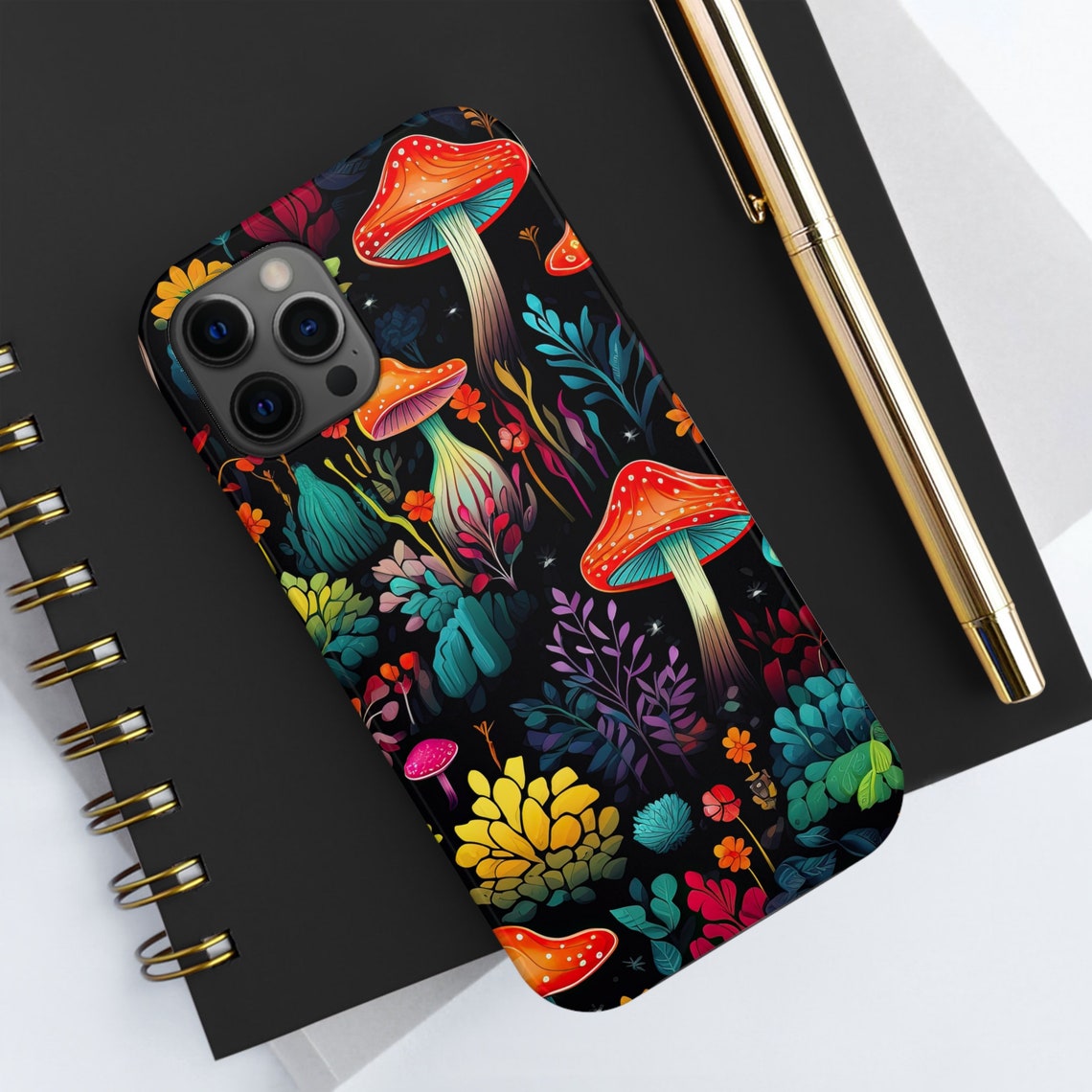 Dark Cottagecore Seamless Texture Neon Pattern, Vibrant Cartoon ...