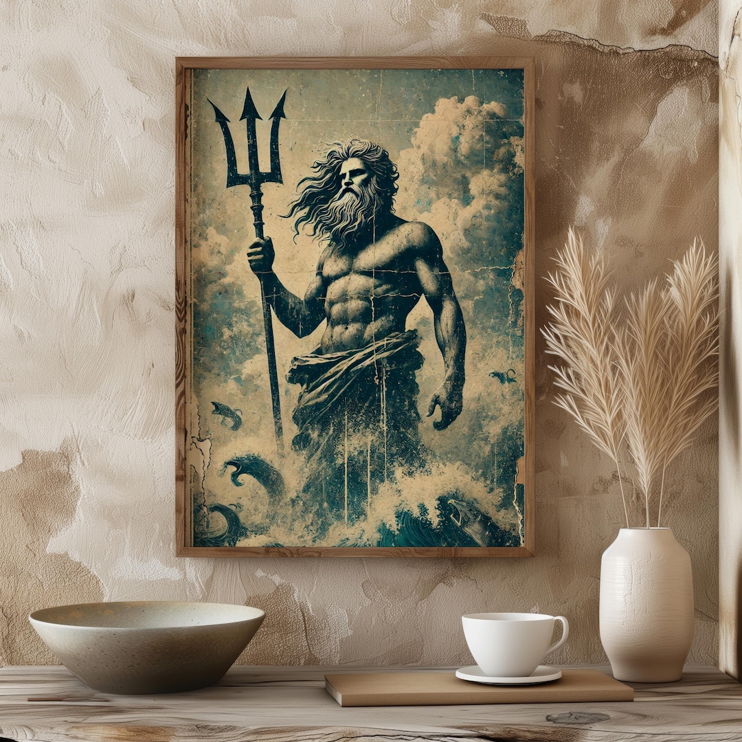 Poseidon Poster, Greek God Poseidon, God of the Sea, Greek Mythology ...