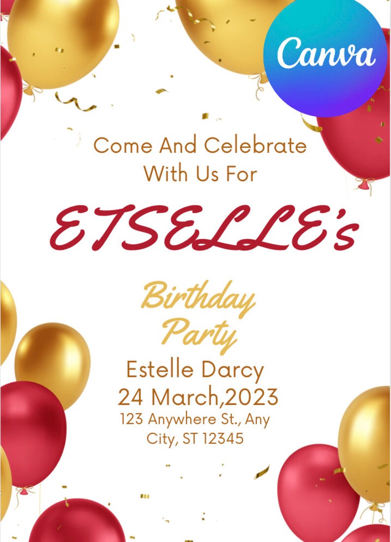 Editable Birthday Card Template - Etsy