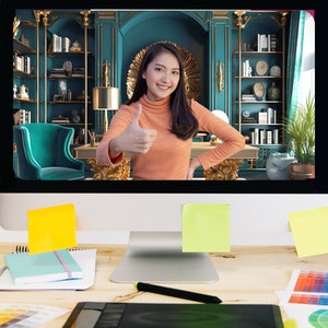 Luxury, Teal and Gold, Rich, Ornate, CEO Office Zoom, Microsoft Teams ...