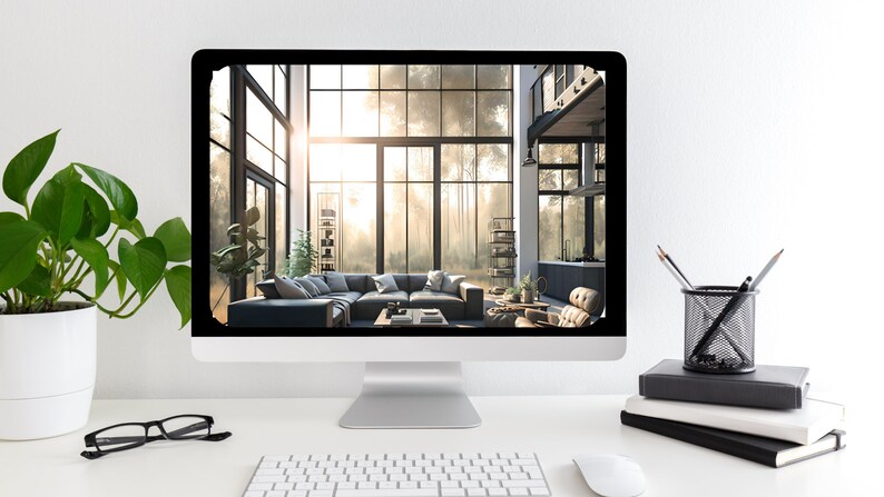 Virtual Meeting Background Modern Loft Living Room Zoom, Microsoft ...