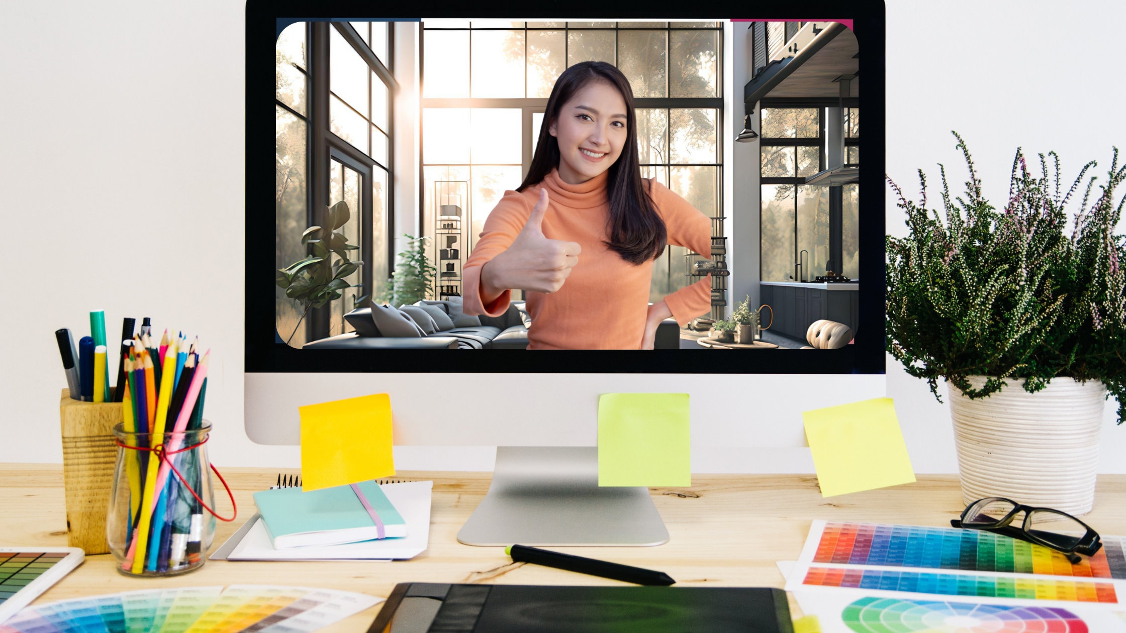 Virtual Meeting Background Modern Loft Living Room Zoom, Microsoft ...