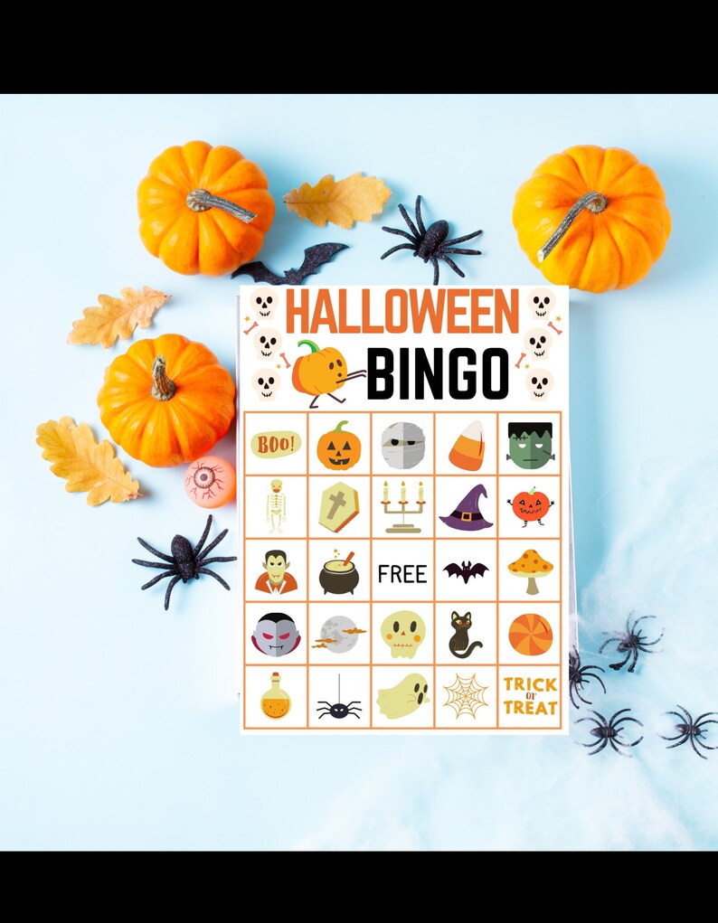 Printable Halloween Bingo Game Set, 5x5 Bingo (20 Bingo Cards ...