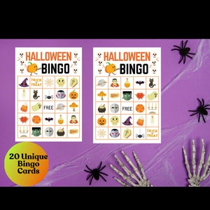 Printable Halloween Bingo Game Set, 5x5 Bingo (20 Bingo Cards ...