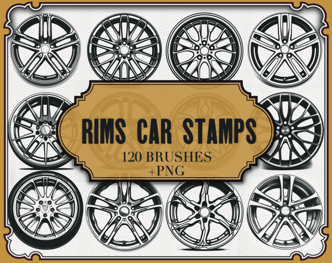 Rims Car Stamps for Procreate|+png Files|wheel Rim Brushes Procreate ...