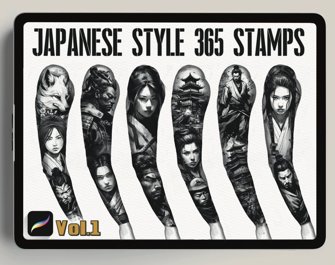 Japanese Realism Stamps 365 Japanese Style Tattoo Brushset for ...