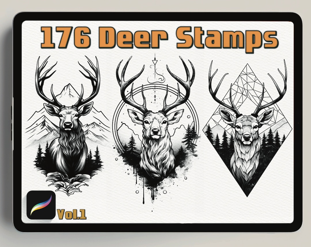 Procreate Deer Stamps: 176 Captivating Designs for Tattoo Artists ...