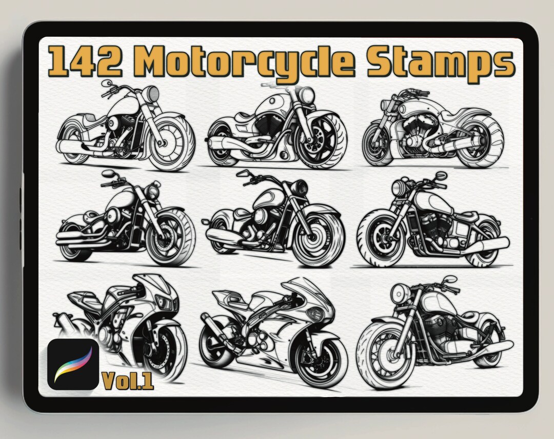 Набор из 142 мотоциклетных марок | Создание кистей|motorbike Stamp ...