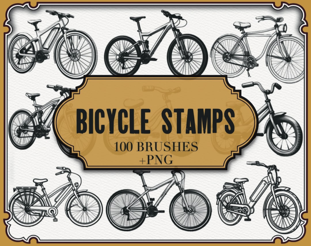Bicycle Stamps for Procreate| +PNG Files| Bicycle Design Brushes| Small ...