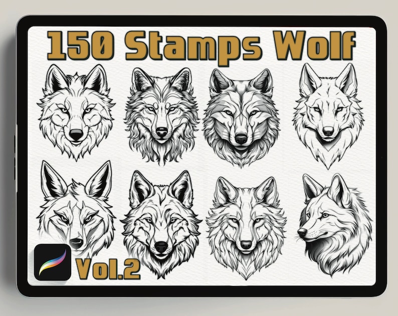 Wolf Pack: Collection of 150 Procreate Stamps With Wolves - Etsy