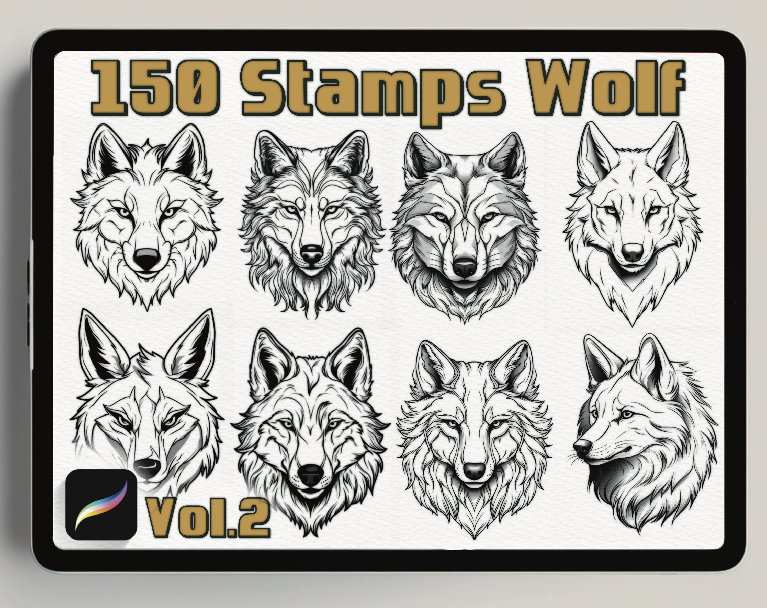 Wolf Pack: Collection of 150 Procreate Stamps With Wolves - Etsy