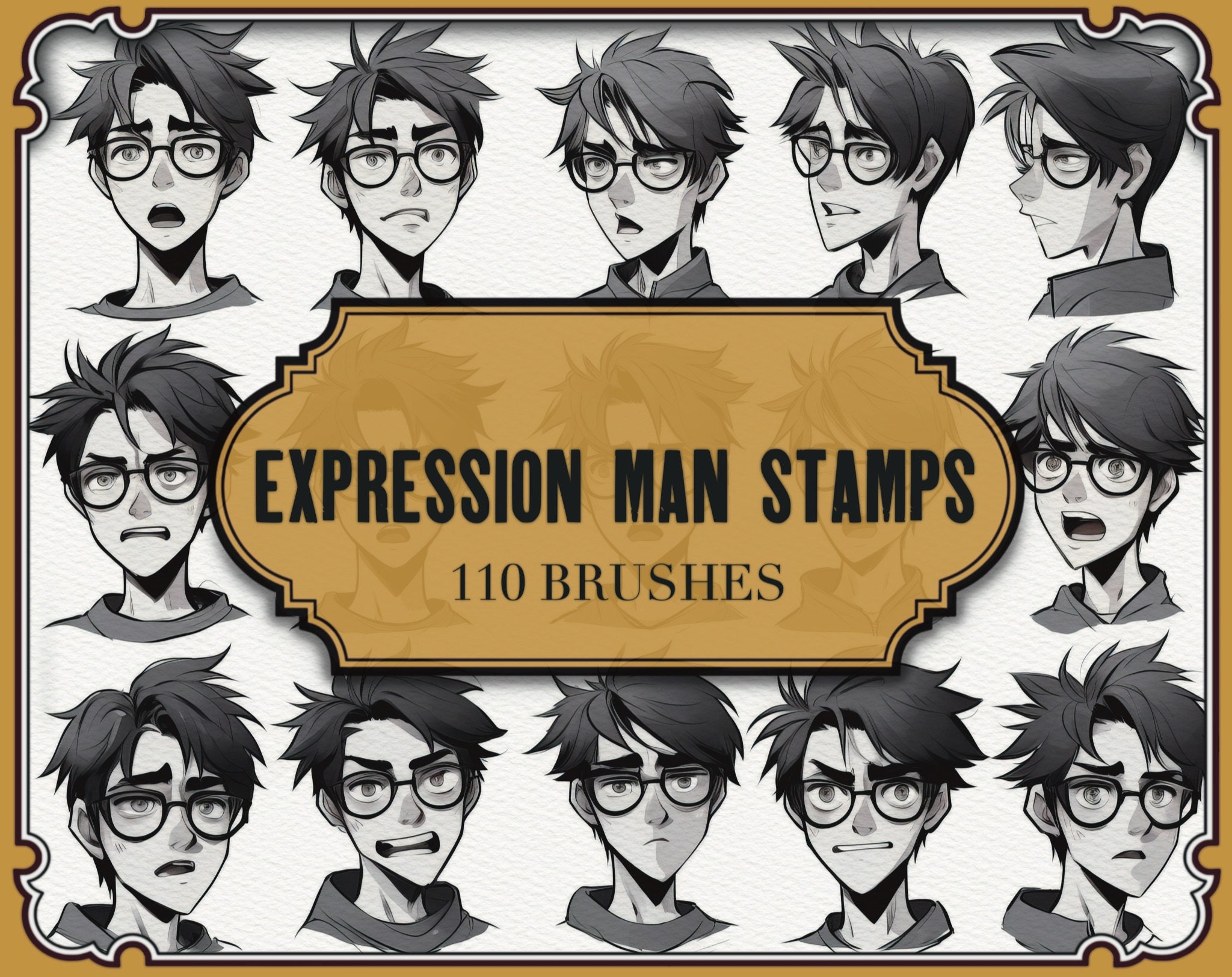 Expression Man 25 Old Stamps for Procreateyoung Adult Male - Etsy