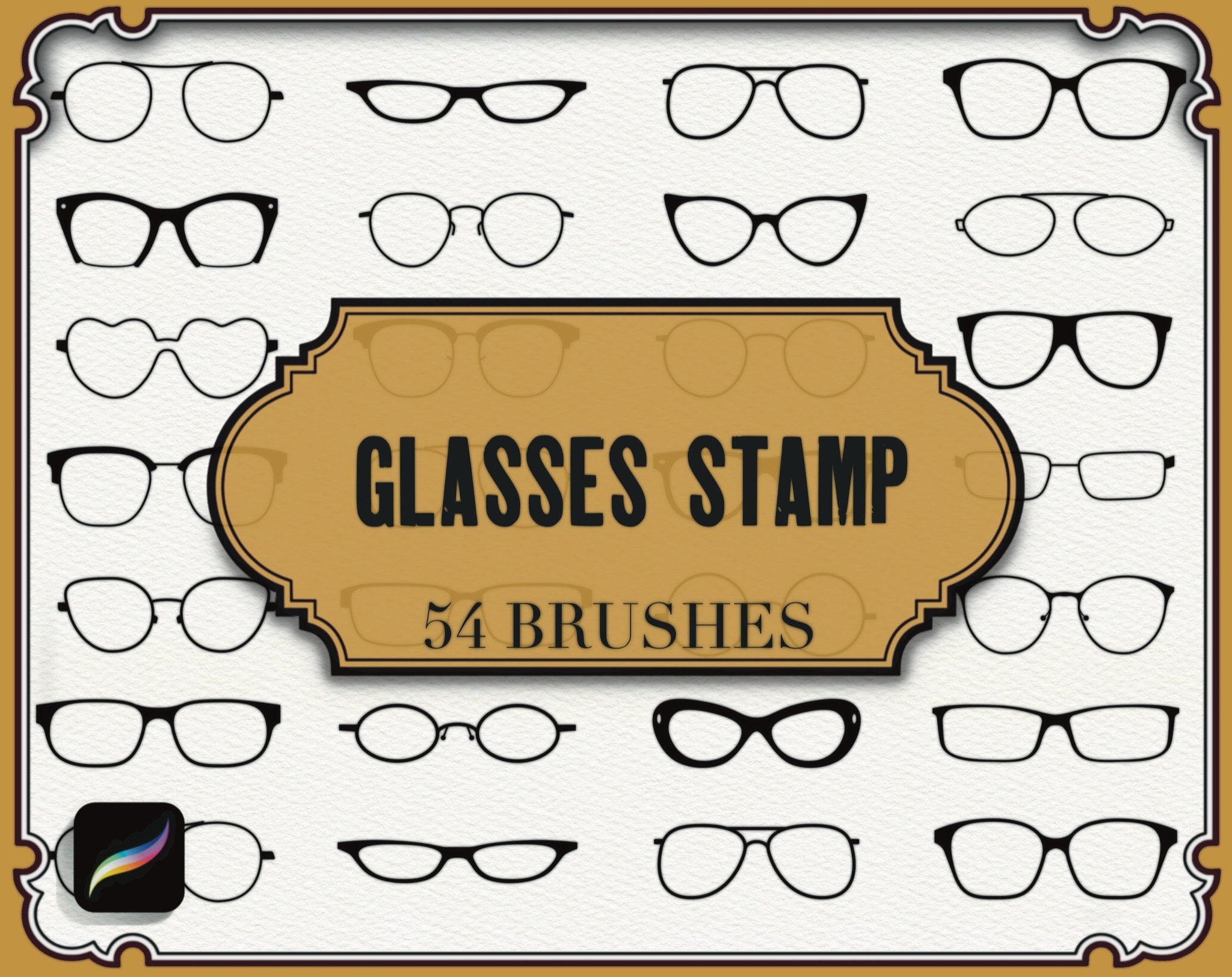 Eyeglasses Stamps Brushes for Procreate Portrait Guide - Etsy