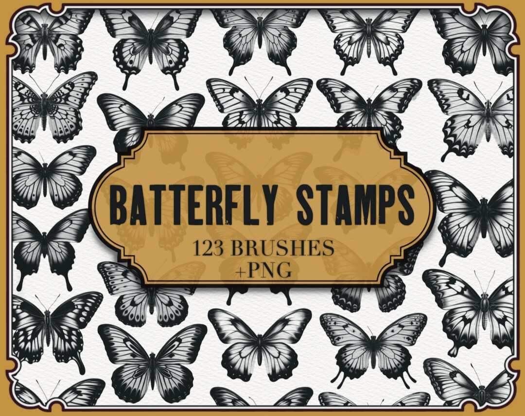 Batterfly Stamps for Procreate| +PNG Files|filigree Butterflies ...