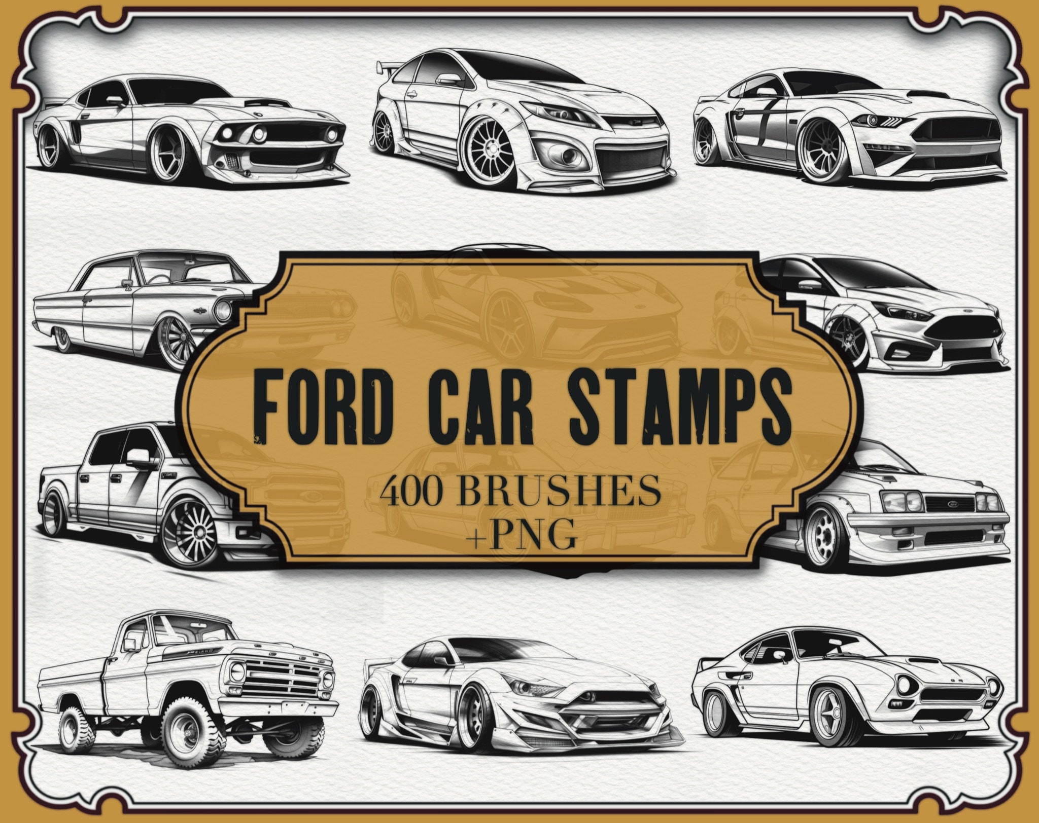 Ford Car Stamps for Procreate|+png Files|digital American Ford Car ...