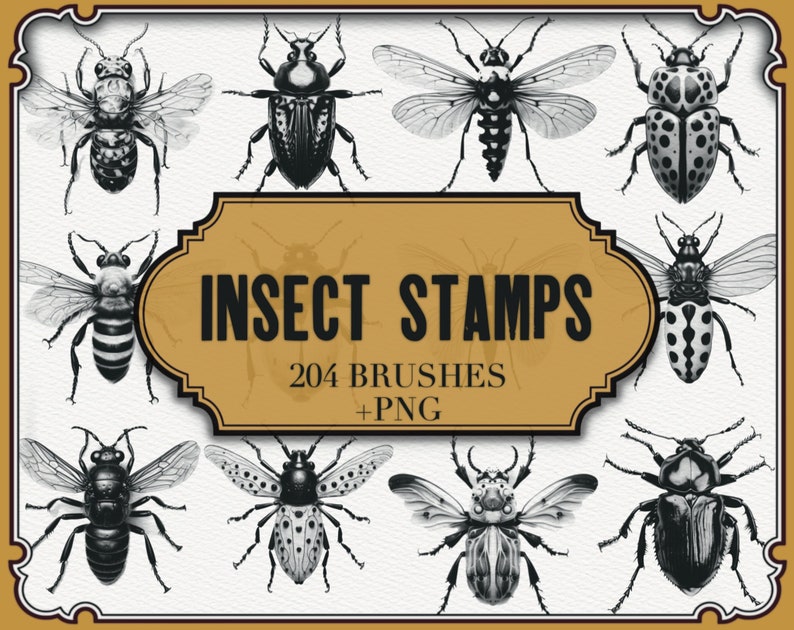 Insect Procreate Stamps | Tattoo & Illustration Brushes (+PNG) - Etsy