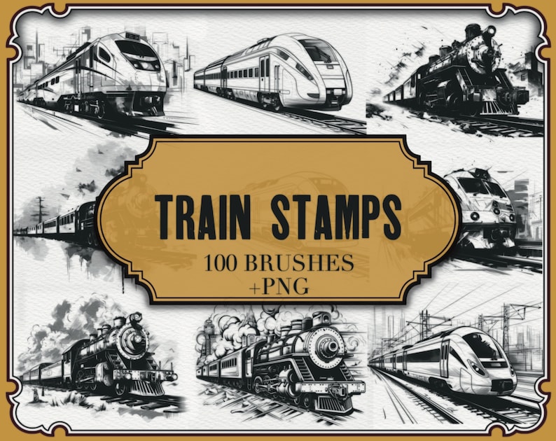 Train Stamps for Procreate| +PNG Files| Train Procreate Brush ...