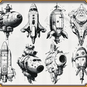 Space Ship Stamps for Procreate|+png Files|digital Space Ship Illustration for Procreate|rocket ...