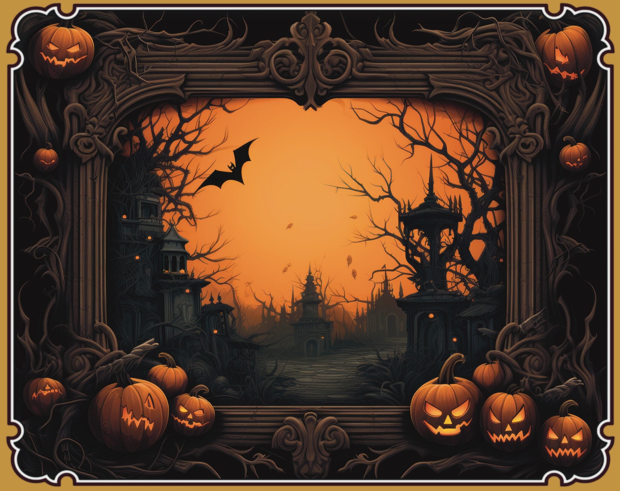 Spooky Halloween Frame Clipart | 100 PNG Files, 300 DPI - Etsy