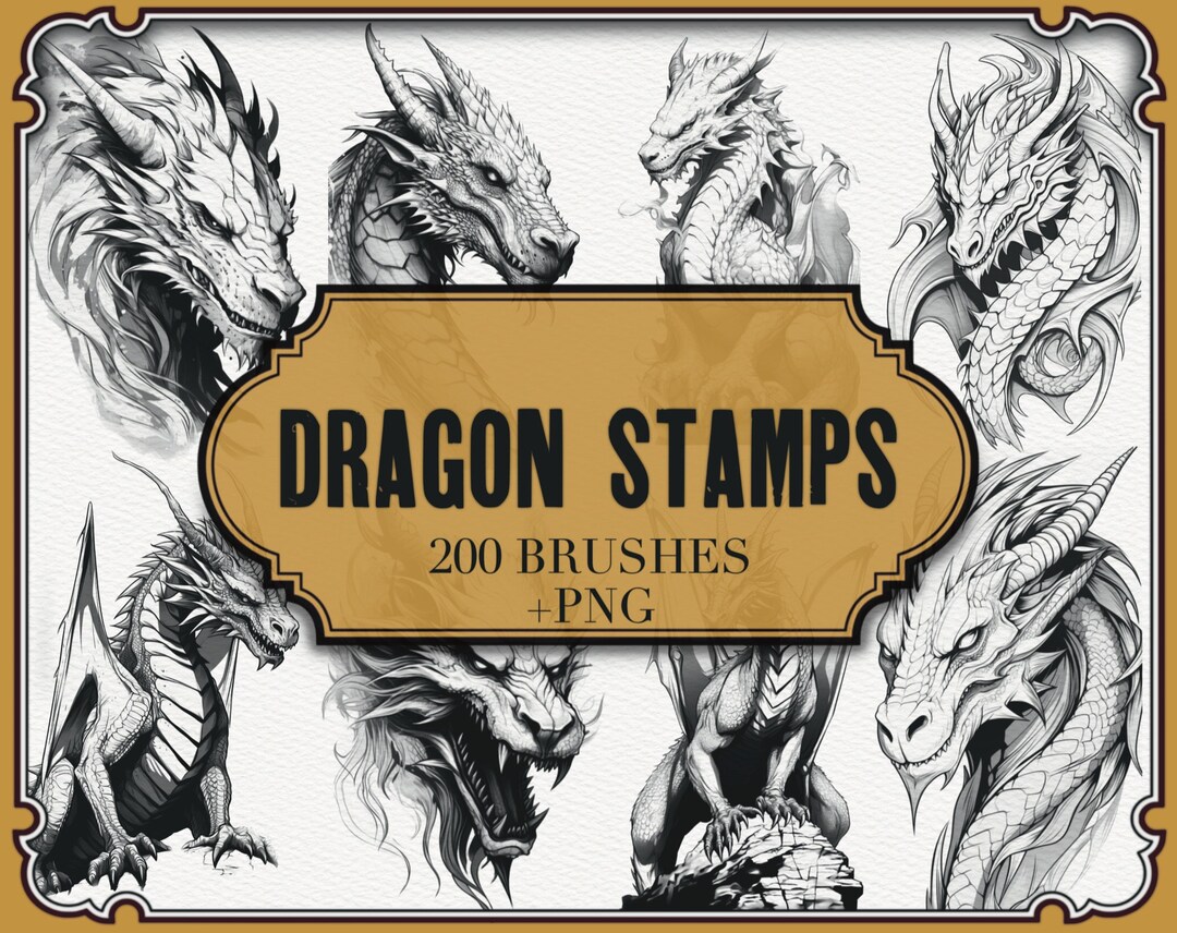 Scary Dragon Stamps for Procreate|+png Files| Dragon Brushes|dragons ...