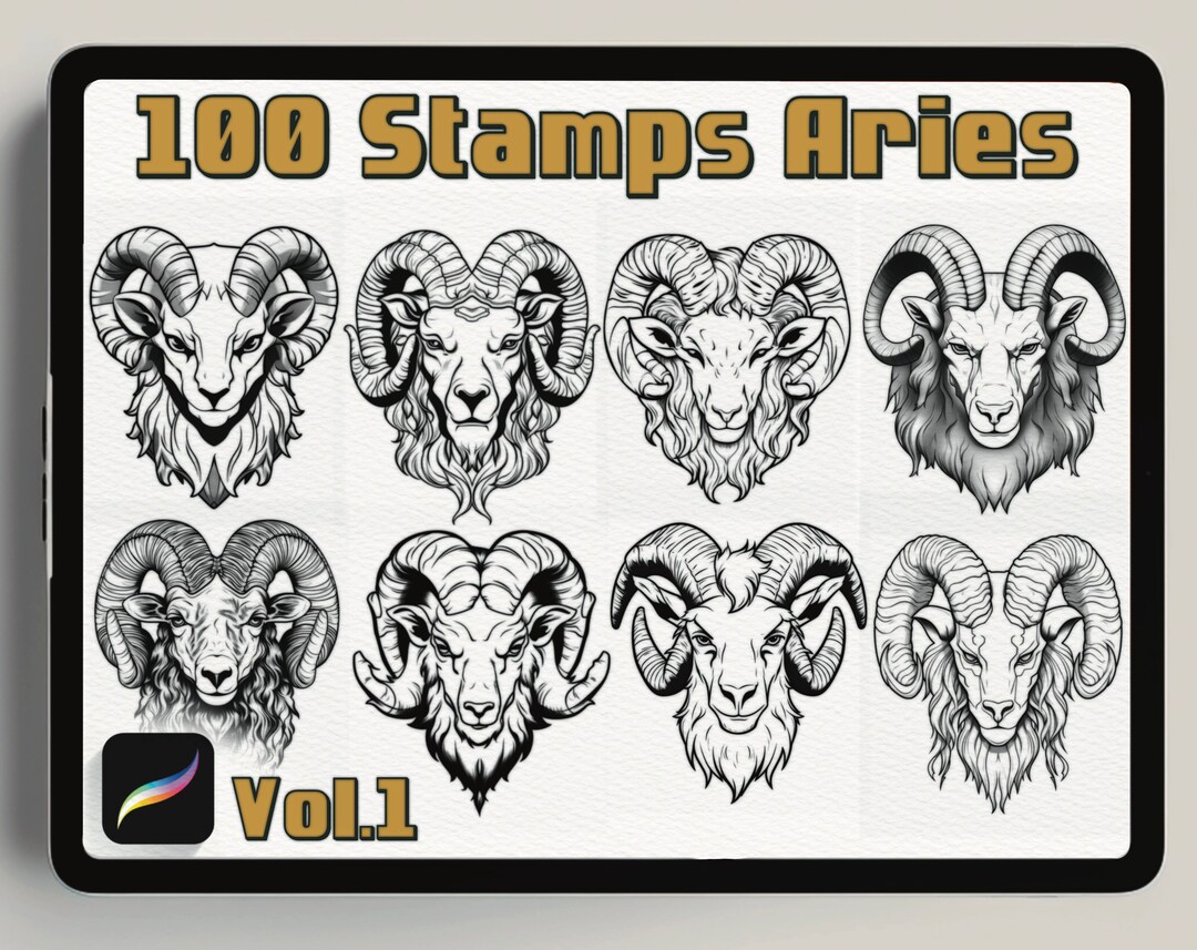 Celestial Rams: 100 Aries Stamps for Procreate Art - Etsy
