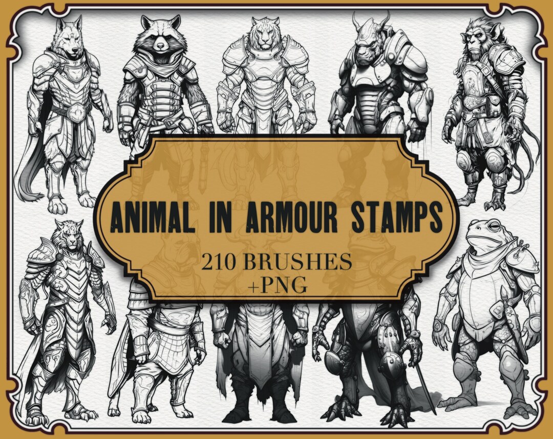 Animal in Armour Stamps for Procreate|+png Files|digital Animal in ...