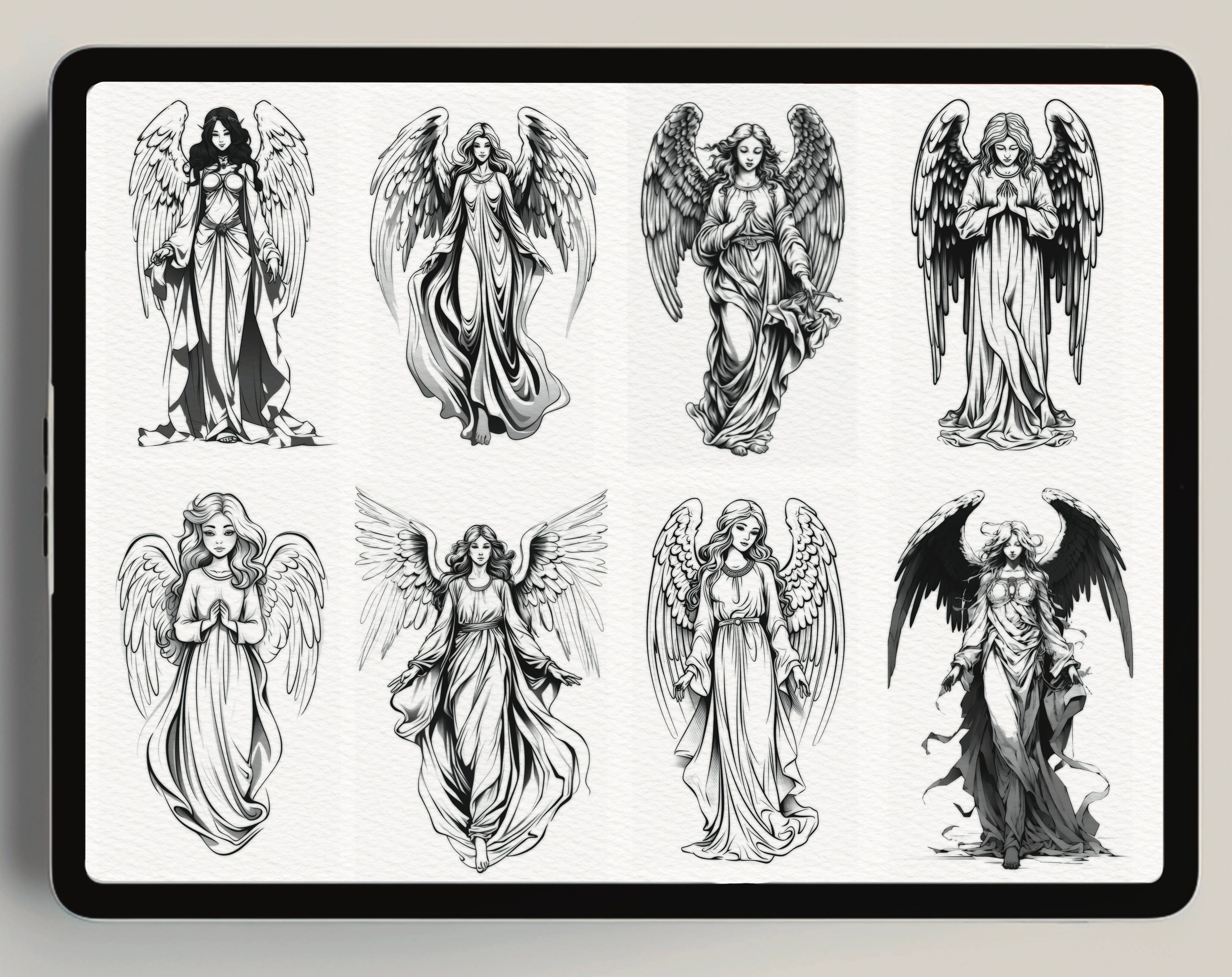 106 Angel Stamps Procreate Tattoo Brushes Stencil Stamps - Etsy