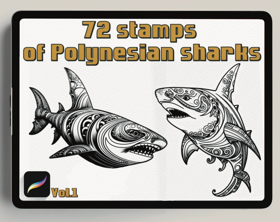 Polynesian Shark Stamps for Procreate | Tattoo Designs (digital ...