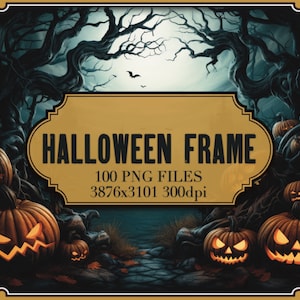 Spooky Halloween Frame Clipart | 100 PNG Files, 300 DPI - Etsy