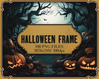 Spooky Halloween Frame Clipart | 100 PNG Files, 300 DPI - Etsy