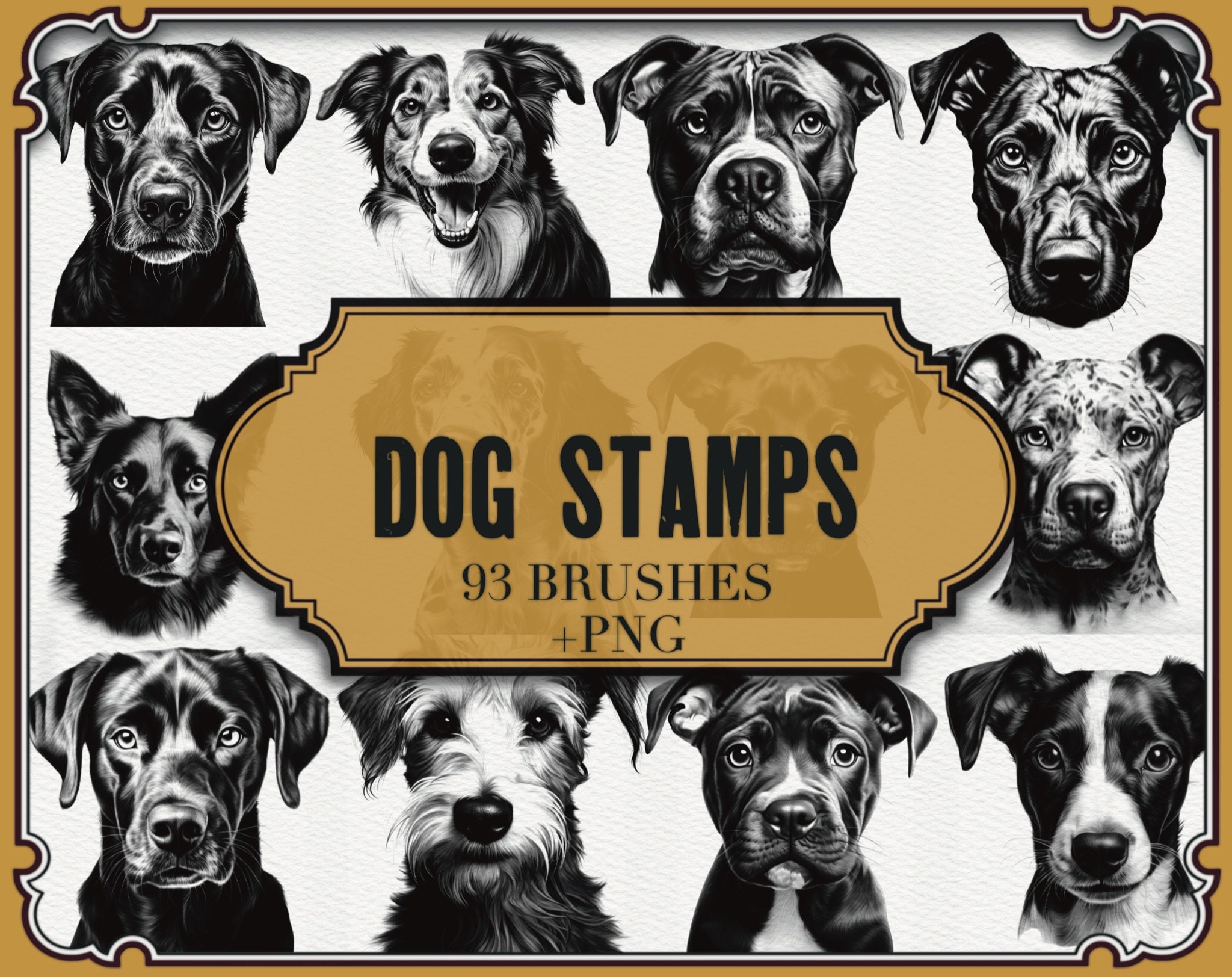 Dog Stamps for Procreate PNG Files Procreate Brushes for Dogs Realistic ...