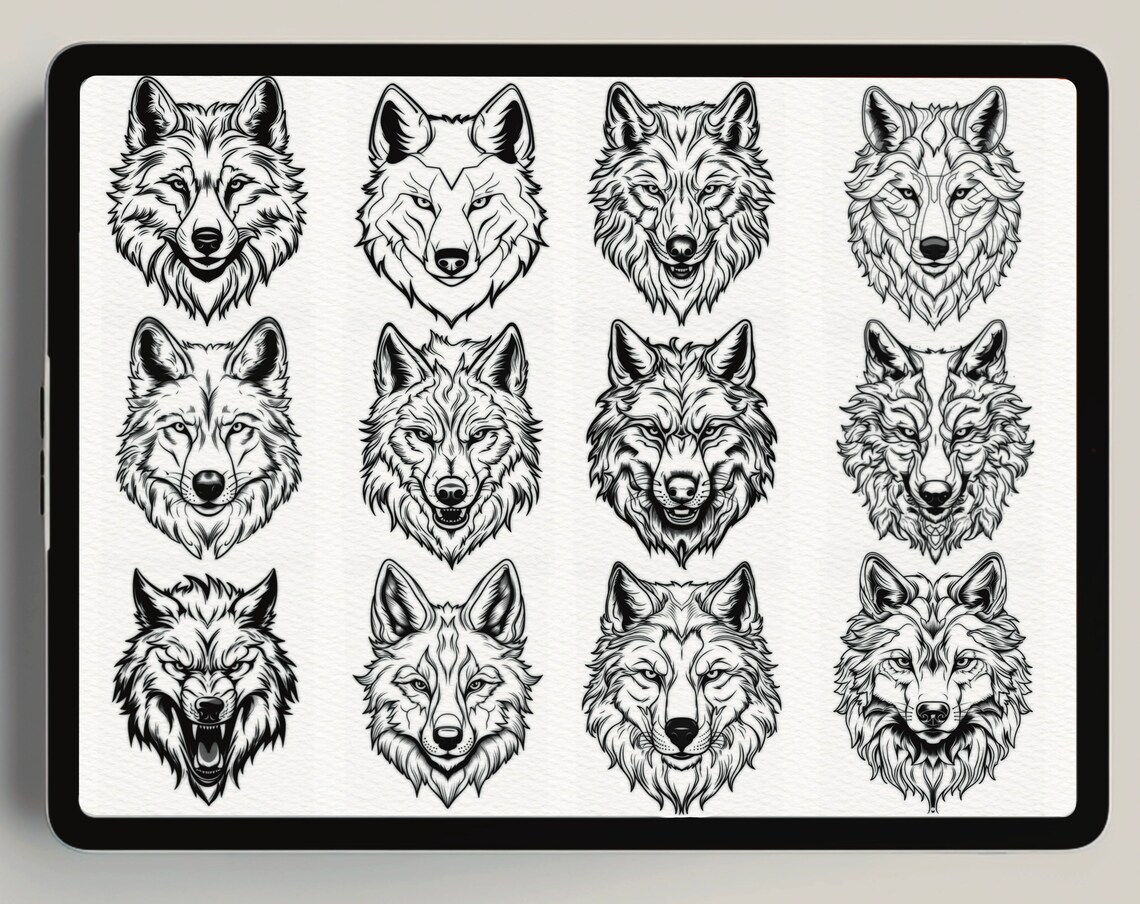 Wolf Pack: Collection of 150 Procreate Stamps With Wolves - Etsy