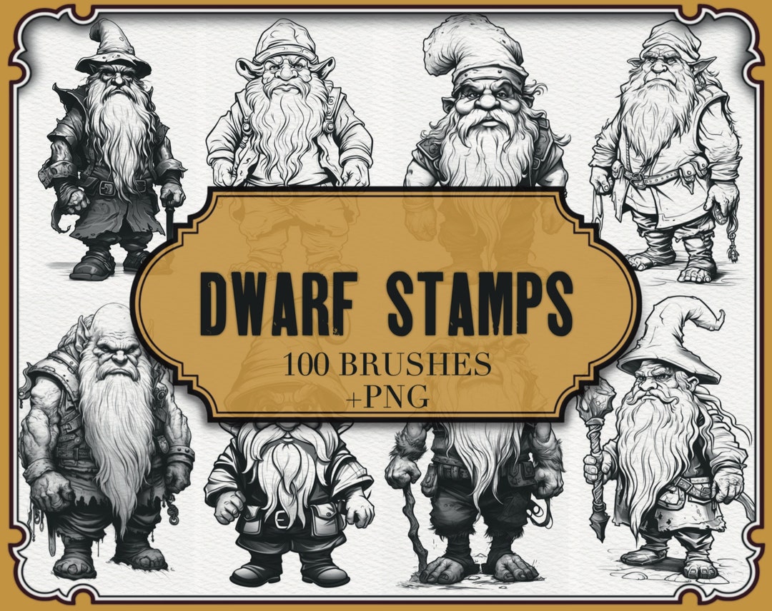 Dwarf Stamps for Procreate|+ PNG Files| Dwarf Monsters Brushes ...