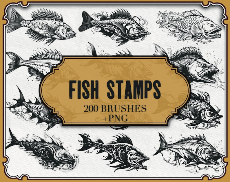 Fish Stamps for Procreate| +PNG Files| Floral Fish Brush for Procreate ...